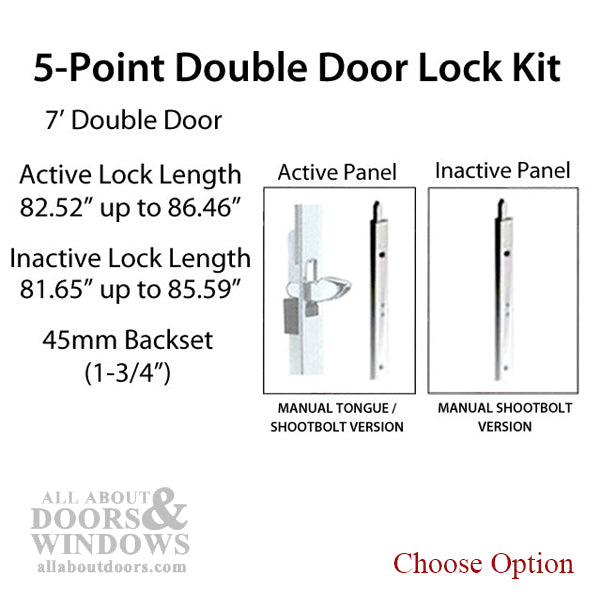 Hoppe HLS-ONE/HLS9000 Double Door Multipoint Lock Kit for 7' Doors – 4 ...
