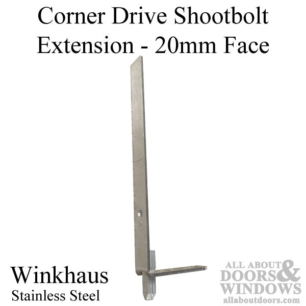 Winkhaus Corner Drive Shootbolt Extension – 20mm Faceplate, Stainless ...